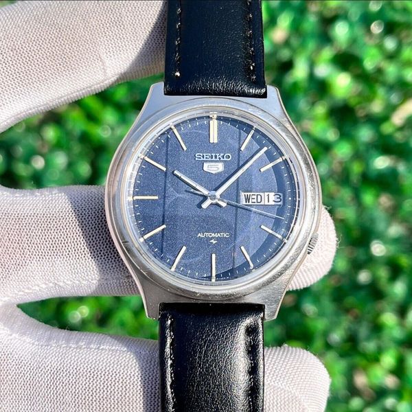Vintage Seiko 5 Automatic Blue Sand Textured Dial Japan Made Men Watch ...