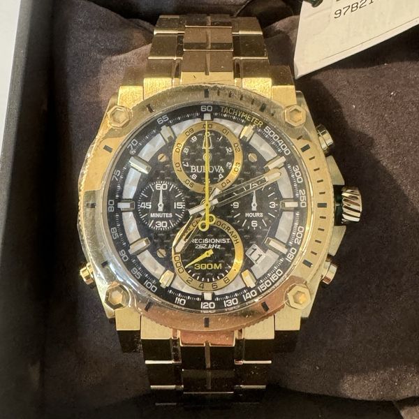 Bulova Men's Icon Precisionist Chronograph Date Gold Quartz Watch 47MM ...
