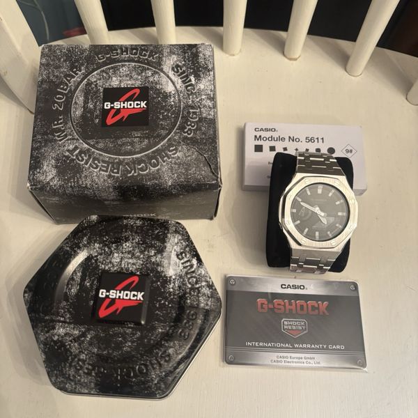 Casio G-Shock Men's GA-2100 Casioak Silver Watch AP Gen 5 Mod ...