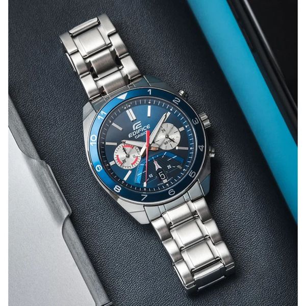 Casio Edifice Blue Stainless Chrono Men's Quartz Watch - EFV-590D-2AV ...