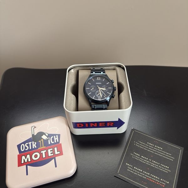 Fossil BQ2403 Blue Chronograph Stainless Steel 5ATM Men's Watch ...