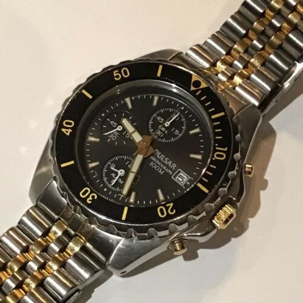 Vintage PULSAR (by Seiko) 7T62 - X058 Two Tone Quartz Diver ...