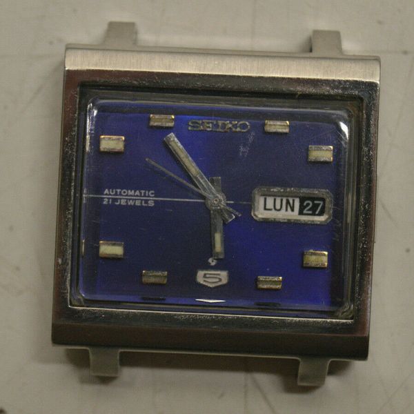 Seiko 5 square Automatic day date 21 jewels cal 6119-5000 rare blue ...