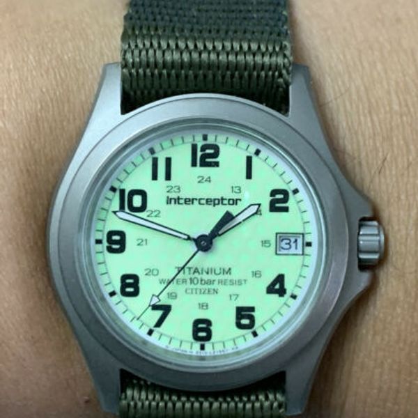 Citizen Interceptor Titanium Quartz 35mm Watch With Lumibrite Dial ...