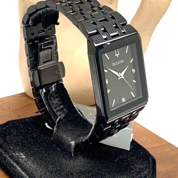 Bulova Men's Watch 98D164 Quartz Diamond Black Dial Steel Quartz ...