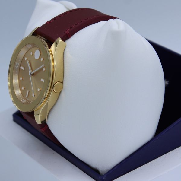 NEW AUTHENTIC MOVADO BOLD TREND GOLD RED BURGUNDY SILICONE WOMEN'S ...