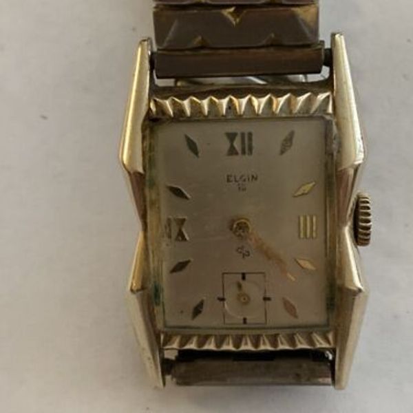 Vintage 10k Gold filled Elgin 19 Tank Menâ s Self-winding Watch Fully ...