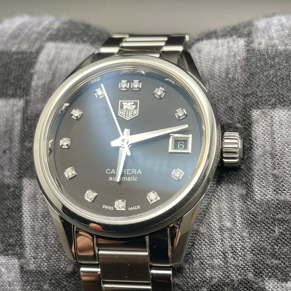 TAG Heuer Carrera WAR2413-3 Black Azurage Diamond Dial Automatic S ...