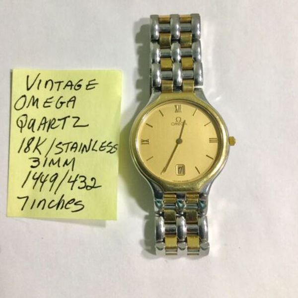 Vintage Omega 18k & Stainless Ref 1449/432 Quartz Wristwatch ...