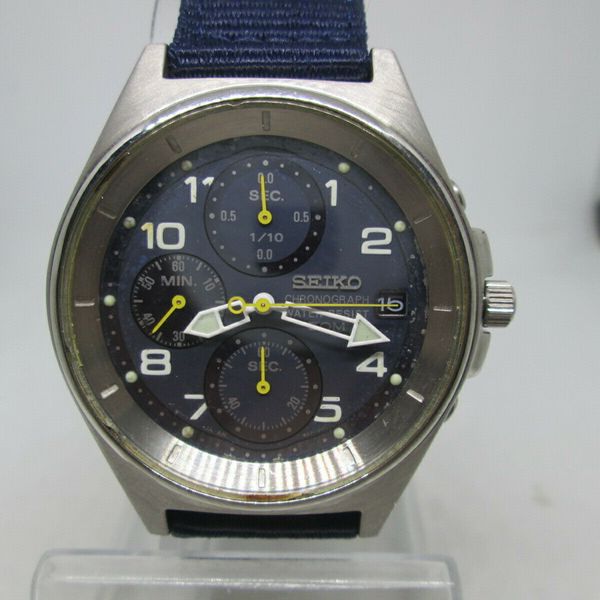 SEIKO V657-9039 DATE CHRONOGRAPH STAINLESS STEEL QUARTZ MENS WATCH ...