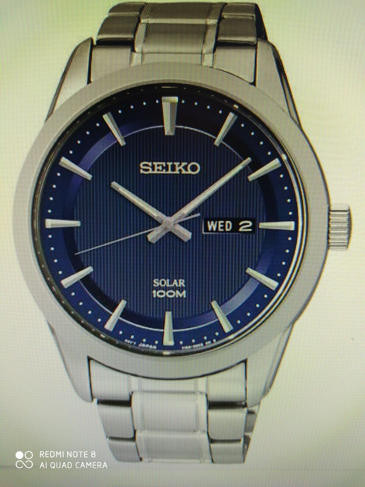 Seiko Solar Essentials Blue Dial Stainless Steel Bracelet Men's Watch ...