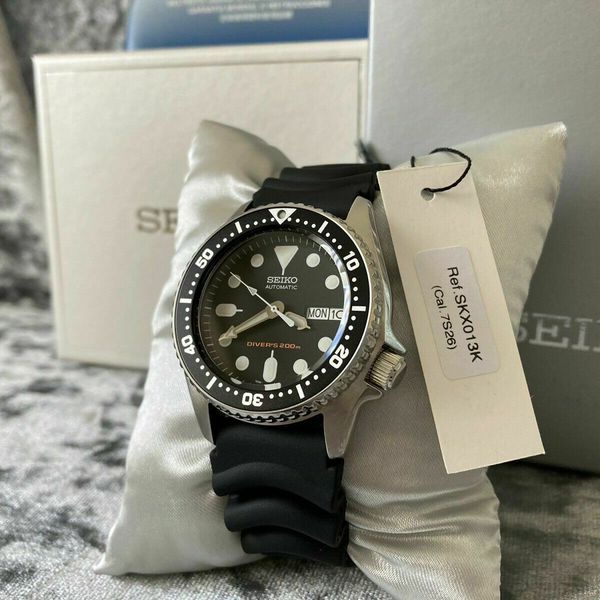 Seiko SKX013 K1 Black Automatic Watch 38mm SKX013K1 SKX Scuba Diver UK ...