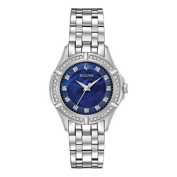 Bulova 96R230 Ladies Diamond Accented Blue Mother of Pearl Dial SS ...