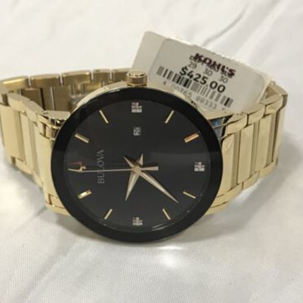 Bulova Men's Modern GOLD Tone Diamond Stainless Steel Watch - 97D116 ...