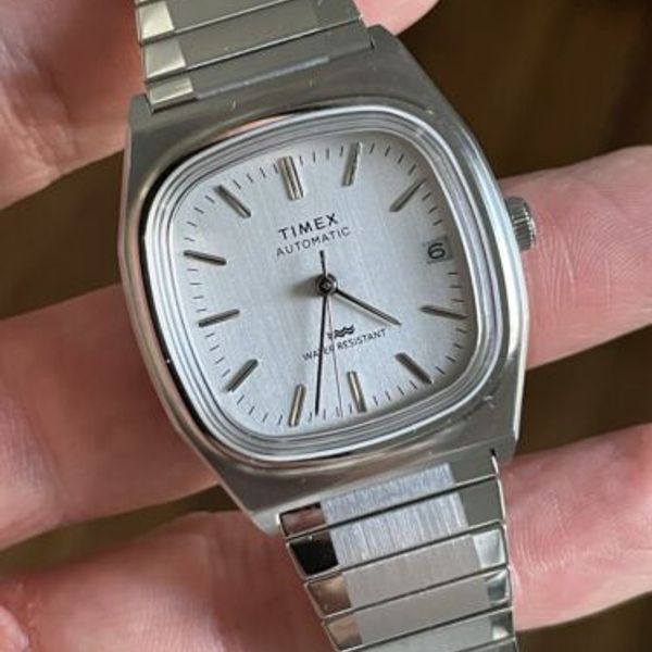 Q Timex 1983 Automatic Reissue Classic Stainless Steel 34mm Watch ...