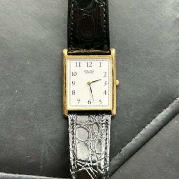 Vintage Seiko V700-5K39 Men's Tank Quartz Classic Arabic Thin Dress ...