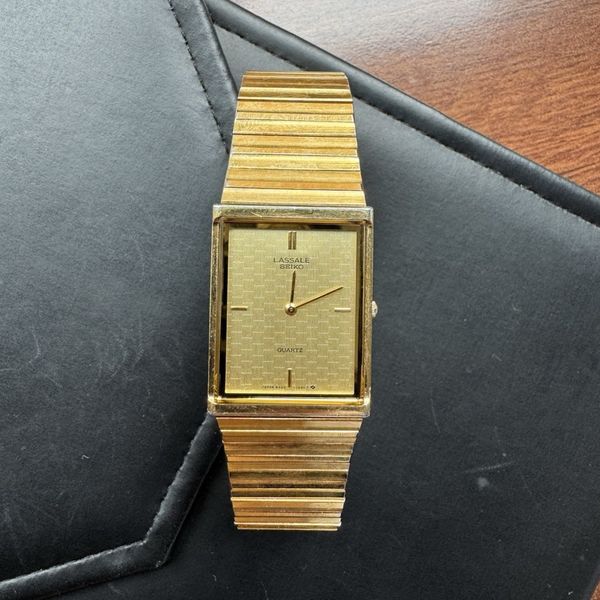 Vintage Seiko Lassale 8420-6709 Men's Tank Quartz Gold Thin Dress Watch RARE!!! | WatchCharts ...