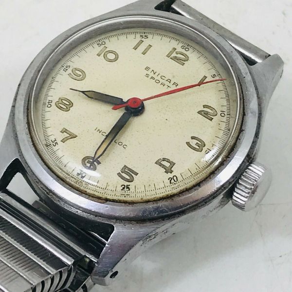 Enicar Sport Ancre Incabloc Rare Syringe Hands | WatchCharts Marketplace