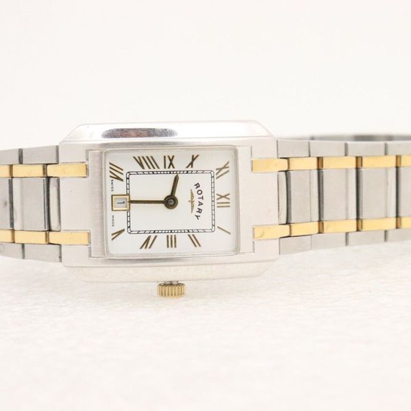 NEW BATT. Rotary Swiss Made Tank Watch 22.3mm TwoTone Gold Stainless Steel Dress | WatchCharts ...