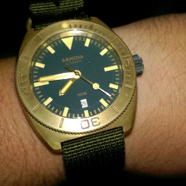 FS Armida A7 brass green dial full kit | WatchCharts Marketplace