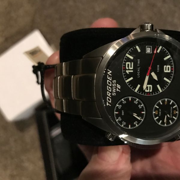 TORGOEN SWISS TRIPLE TIME ZONE WATCH ON STAINLESS BRACELET ...