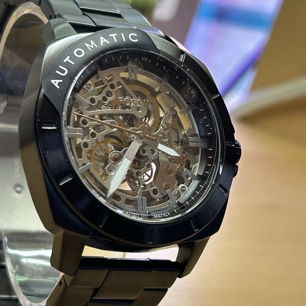 NEW FOSSIL PRIVATEER SPORT AUTOMATIC SKELETON BLACK BQ2426 MENS WATCH ...