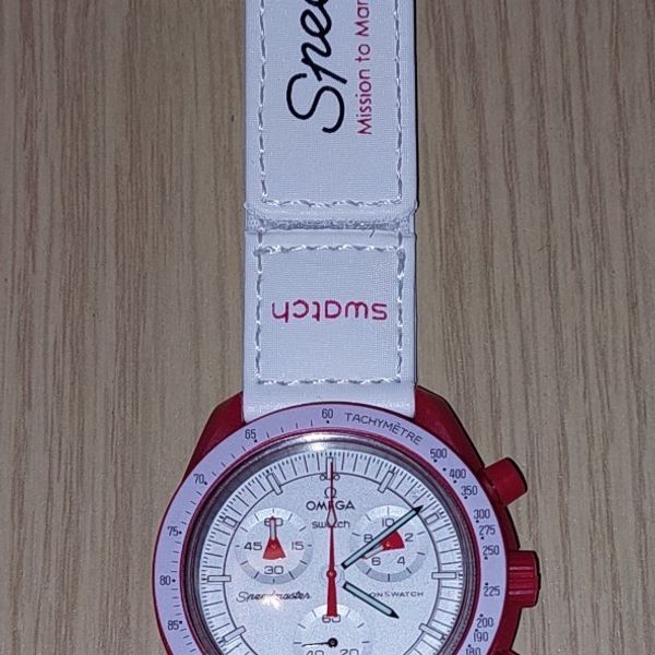 OMEGA x Swatch Moonswatch Mission to Mars Moonwatch Red And White ...