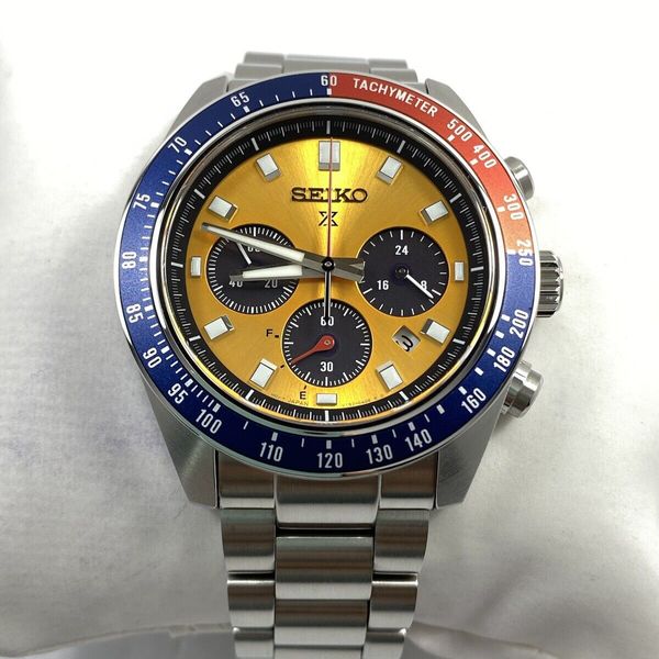 Seiko Prospex Progue Speedtimer Solar Orange Chrono Dial Steel Mens ...