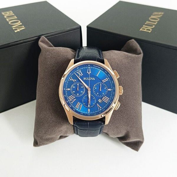 Bulova Wilton Classic Men's Blue Dial 97B170 Quartz Chronograph Watch ...