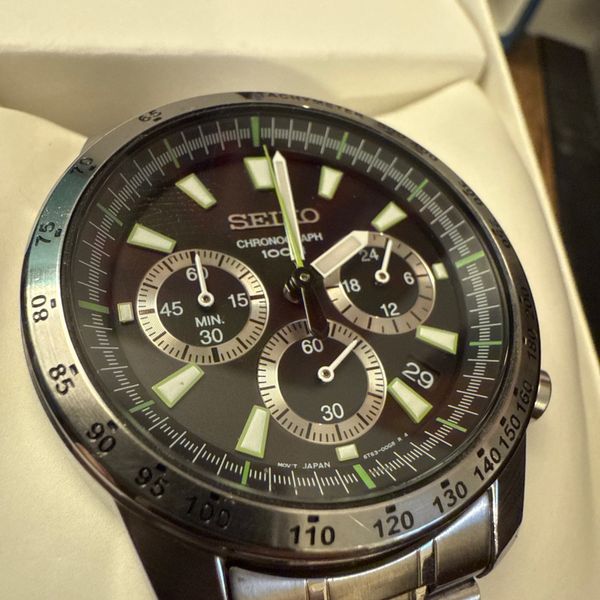 Seiko SSB027 Men Black Racing Chronograph Watch 6T63-00D0 Mecaquartz ...