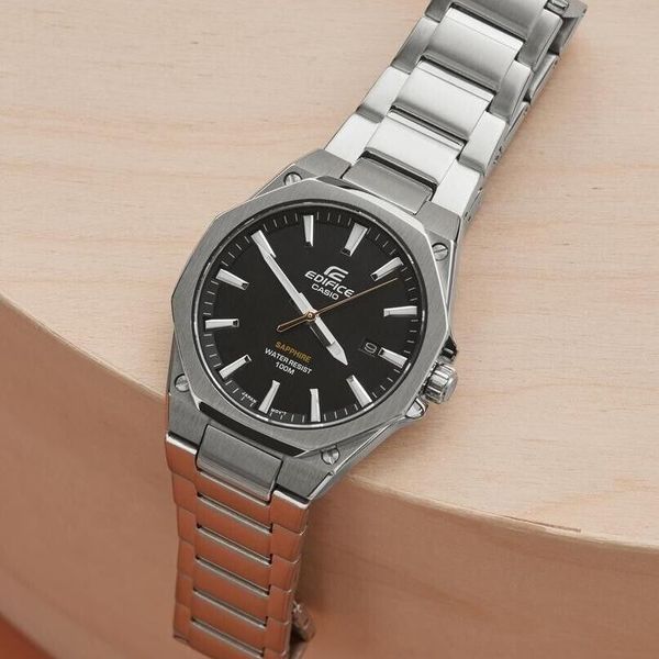 Casio Edifice EFR-S108D-1A Black Analog Slim Series Octagonal Sapphire ...
