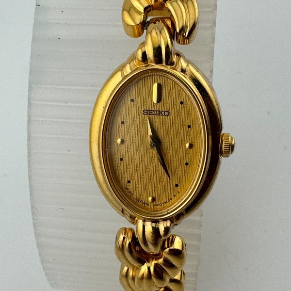 Vintage Seiko Quartz Watch 1N00-6RB0 Women Gold Tone Oval Analog New ...