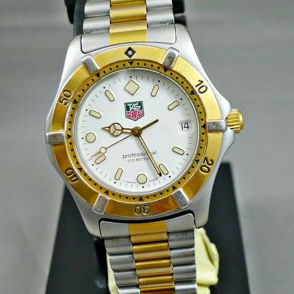 TAG HEUER 2000 PROFESSIONAL TWO-TONE WHITE DIAL QUARTZ WATCH WE-1122-R ...