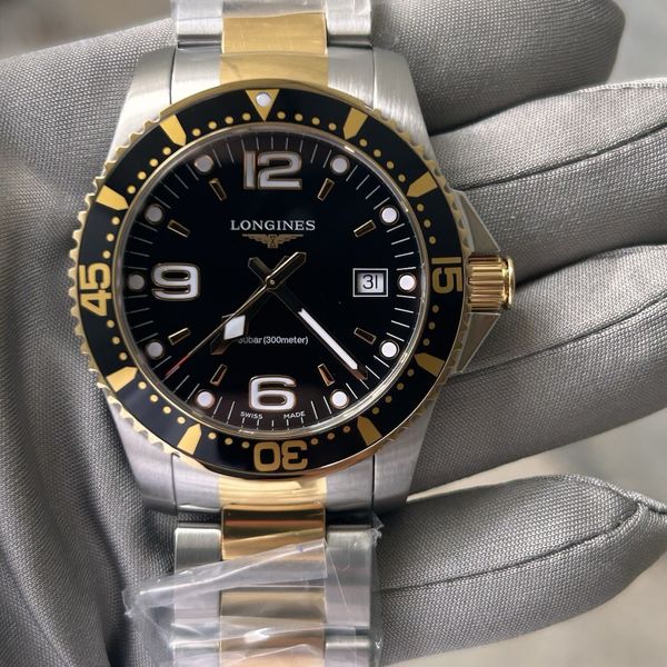 Longines Hydroconquest Quartz Black Dial Two Tone Mens Watch L3.740.3 ...