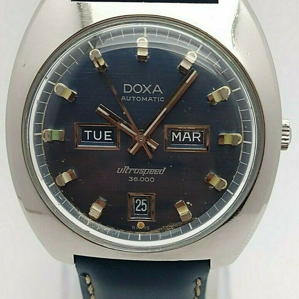 DOXA AUTOMATIC TRIPLE DATE ULTRASPEED 36000 OF STEEL CAL DOXA 77 REF ...