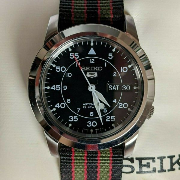 Seiko 5 Sports SNK809 MOD with polished SNKK11 Case Pilot Field Watch ...