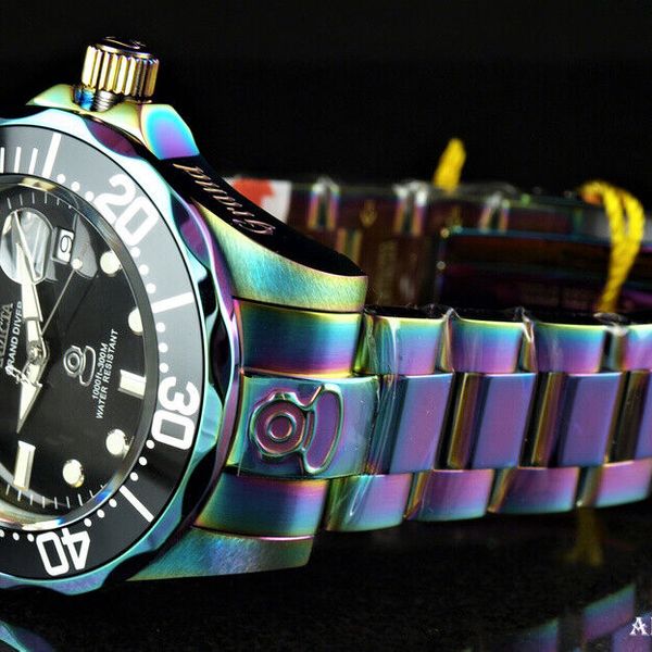 Invicta 47mm Grand Diver NH35A Automatic Black Dial 300m IRIDESCENT SS ...