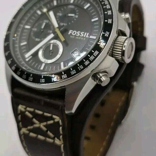 Fossil Mens CH-2599 Tachymeter Chronograph Watch Brown Dial ...