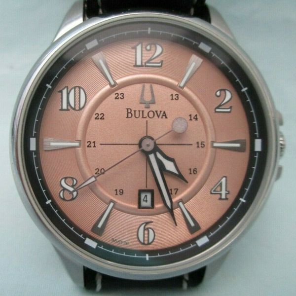 MEN'S BULOVA LARGE FACE WATCH WITH DATE #C860871~NEW BATTERY, RUNS ...