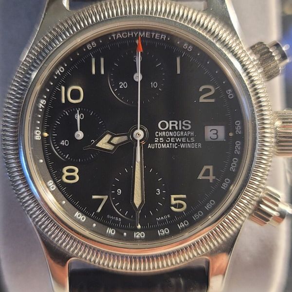 ORIS 7480 Big Crown Chronograph Coin Bezel Black Dial Watch ...