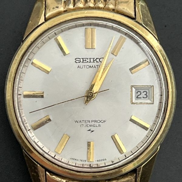 Vintage SEIKO 7625 8020S 17J Automatic Men's Watch w/Date Rice Beads ...
