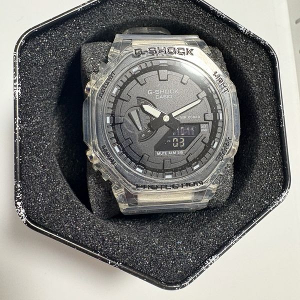 Casio G Shock clear transparent Analogue & Digital Watch GA-2100SKE ...