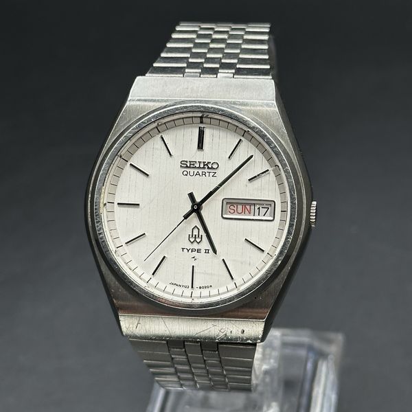 Vintage Seiko Type II Linen Textured Dial Japan Made Men Quartz Watch ...