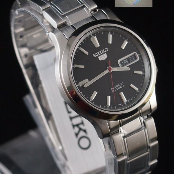 (Gift) + SNK795K1 SEIKO 5 Stainless Steel Band Automatic Men's Black ...