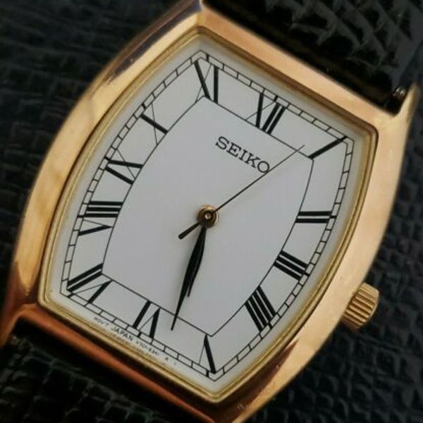 Vintage Classic Seiko Tonneau Case Roman Markers White Dial & New ...