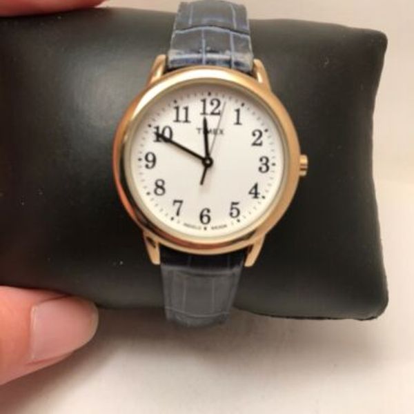 Timex T2N954, Women's Blue Leather Strap Watch, Indiglo, T2N9549J-HN ...
