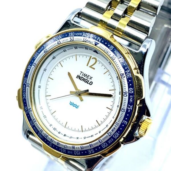 RARE 35mm Timex Indiglo Watch Two Tone Slide Rule Bezel 37937 Unworn ...