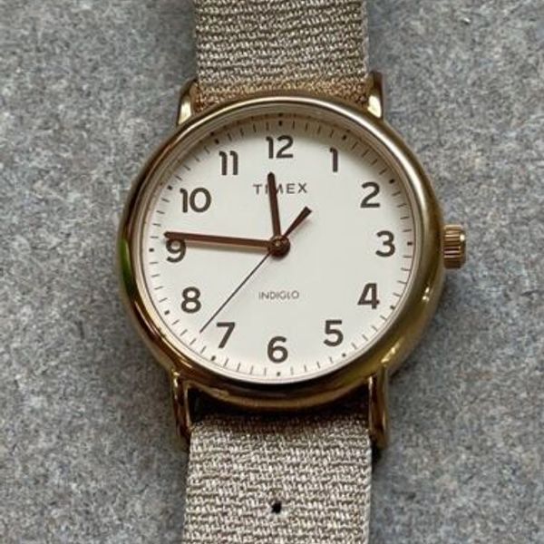 Timex Women Weekender Indiglo 38mm Rose Gold Tone Case SlipThru 20mm ...