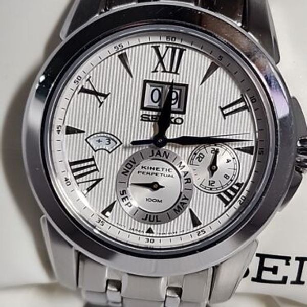 MENS SEIKO KINETIC PERPETUAL CALENDAR WATCH 7D48-0AM0 Works Sapphire ...
