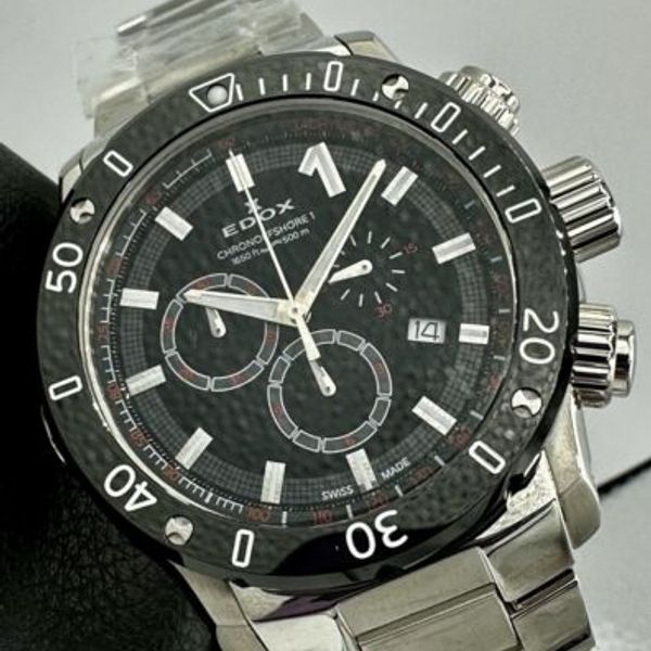 UNWORN Edox Chronoffshore-1 Chronograph Swiss Quartz Black Dial 500m ...